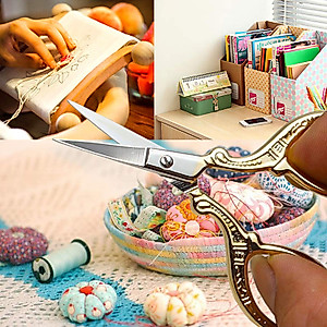 BIHRTC 3.6 Inch Embroidery Scissors Small Sewing Scissors Stainless Steel Tip Classic Scissors DIY Tools Dressmaker Shears Scissors for Craft Needlework Artwork Everyday Use Gold Scissors