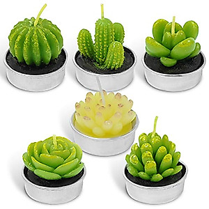 Tea Light Candles,Christmas Decorations, Cactus Candles, Artificial Succulent Candles, Mini Tea Light Candles, 6 Designs Candles for Birthday Wedding Home Party