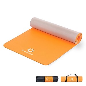 Primasole Yoga Mat Eco-Friendly Material 1/2"(10mm) Non-Slip Yoga Pilates Fitness at Home & Gym Twin Color Coral Red/Gray
