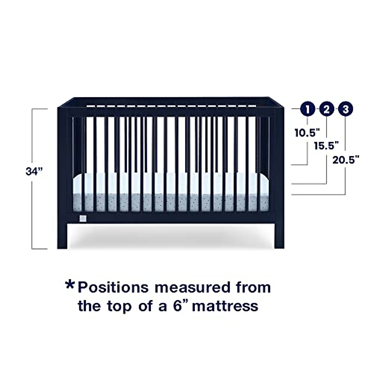 babyGap by Delta Children Charlie 6-in-1 Convertible Crib - Greenguard Gold Certified, Navy