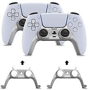 NexiGo PS5 Controller Skin, Custom DIY Faceplate Replacement Shell Decoration Accessories, Grip Decorative Strip for Sony Playstation 5 DualSense Controller, 2 Pack (Sliver & Sliver)