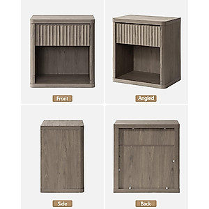 SICOTAS Night Stand Set of 2 Nightstands with Drawer Storage Bed Side Table End Table Large Modern Wood Wide Bedside Stand Mid Century Night Stands for Bedroom Living Room Sofa Couch Office (Grey)