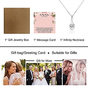 Vanjewnol Mother of The Bride Gifts from Bride Wedding Gifts for Mom from Daughter Infinity Heart Silver Necklace for Women N08F