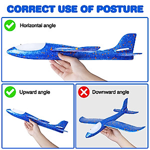 IJO 4 Pack LED Light Airplane Toys-17.5" Large Throwing Foam Plane-2 Flight Modes Glider Plane-Outdoor Flying Toys for Kids-Flying Toys Gift for Boys Girls 3 4 5 6 7 8 9 Years Old