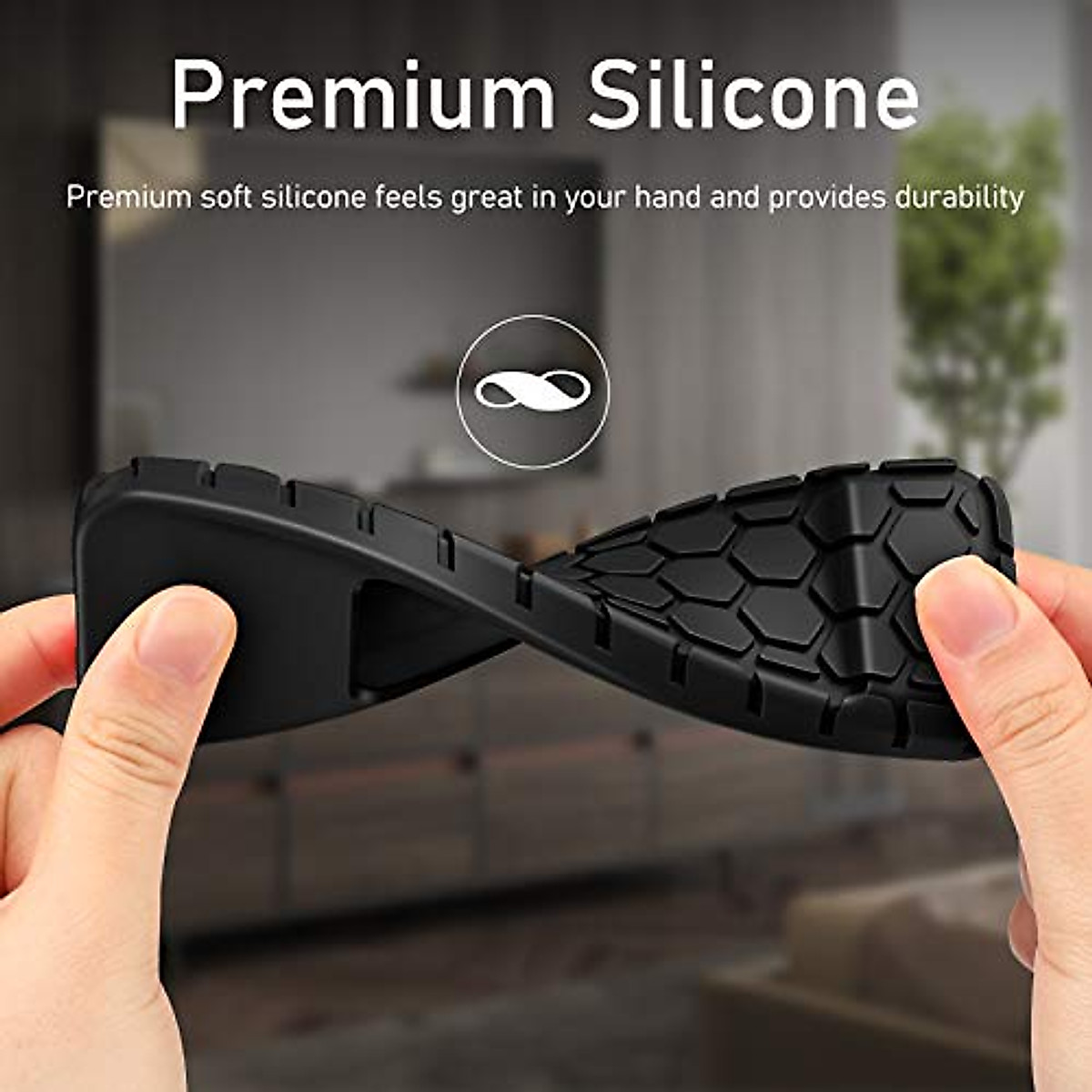 Fintie Protective Case for Apple TV 4K / HD Siri Remote (1st Generation) - Honey Comb Lightweight Anti Slip Shockproof Silicone Cover for Apple TV 4K 5th / 4th Gen Siri Remote Controller, Black