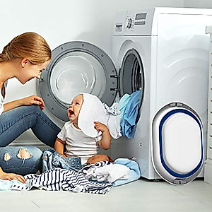 Collapsible Laundry Basket- Space Saving Pop Up Clothes, Multiuse Organizer/Storage Container with Comfort Grip Handles by Lavish Home (Blue)