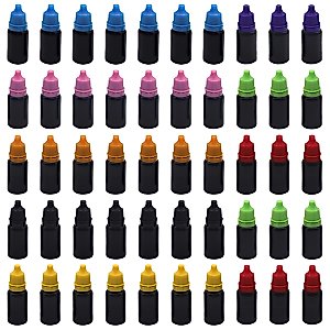 FZBNSRKO 50pcs 10 ml Black Plastic Empty Squeezable Dropper Bottles Eye Liquid Dropper Bottles with Muti-Color Caps