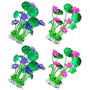 BESTOYARD Artificial Plants Artificial Plants 3pcs Flower Fish Tank Aquarium Plants Fish Tank Flower Ornament Artificial Aquarium Plants Decor 4pcs Plastic Glass Containers Glass Containers