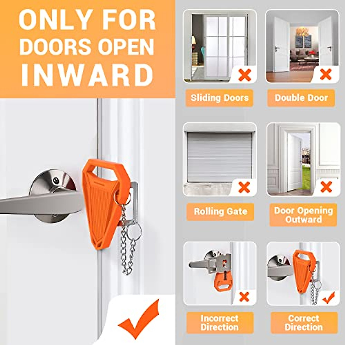 Portable Door Lock for Travel Hotels: Extra Safety Hotel Door Locks for Travelers, Apartment Home Security Bedroom Hotel Room Locks from Inside Device