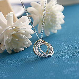 ALoveSoul 60th Birthday Gifts for Women - 925 Sterling Silver Six Circle intertwined Necklace for Her, 6 Decade Jewelry 60 Years Old 1959 Birthday Gifts