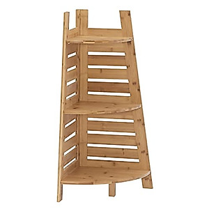 Linon Amzn0326 Finn Bamboo Bathroom Corner Shelf, Brown