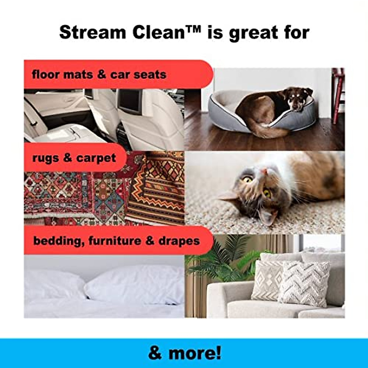 Urine Gone Stream Clean, Heavy Duty Carpet Stain & Odor Eliminator Deep Cleans with Fast Acting Natural Enzymes + Probiotics Eliminating Stains and Odor Permanently, No Scrubbing, 18 oz. (1pack)