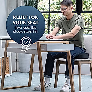 Sky Mat Office Chair Cushion - 17.9 x 14 x 2.75 Seat Pillow for Back Discomfort w/ Gel Foam Pad, Mesh Cover, Handle and Portable Bag - Machine Washable Pressure Relief Cushions