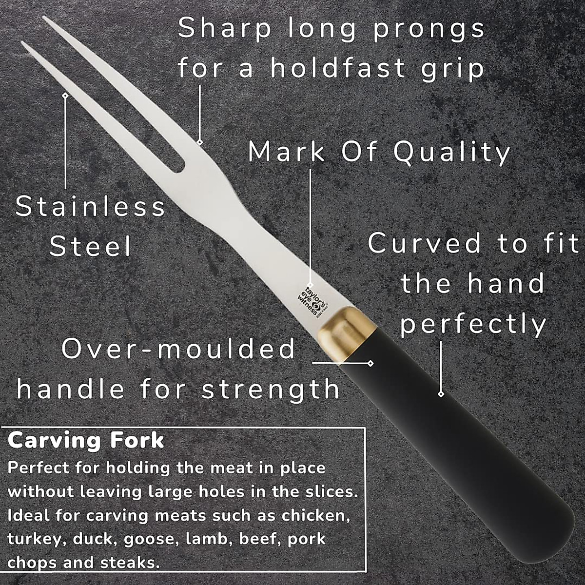 Taylors Eye Witness 5pc Kitchen Knife Block Set - Brooklyn Range Chrome Coloured Bolsters, Finely Ground Razor Sharp Stainless Steel Blades. Soft Grip Handles. Set In Matching Rotating Holder.