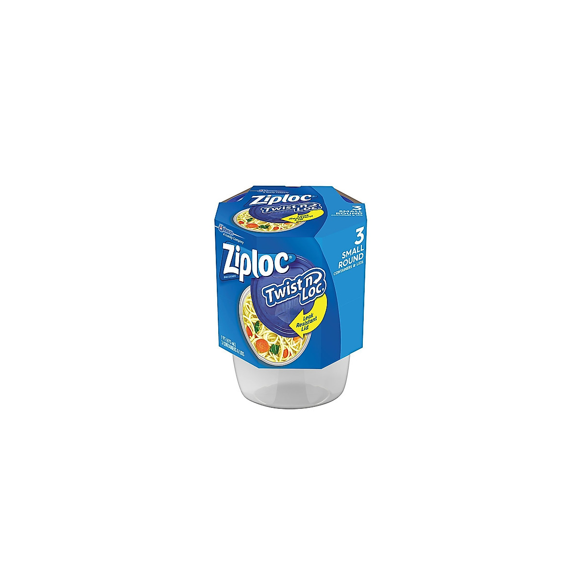 Ziploc Twist 'N Loc Containers, Small, 2 Cup Capacity (Pack of 3)