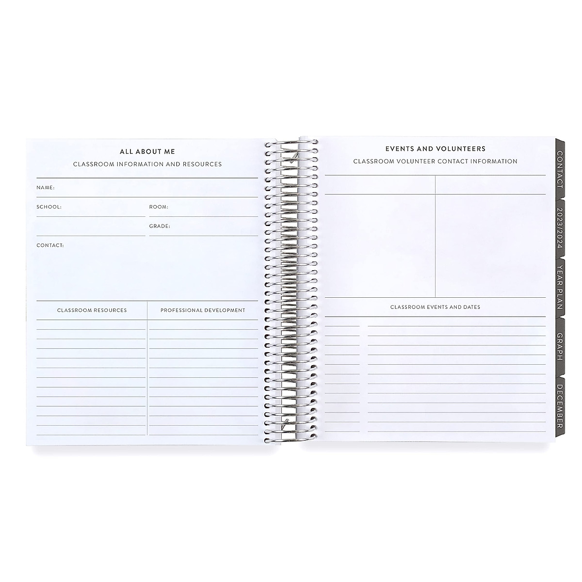 Erin Condren 7" x 9" Platinum Coiled Focused Teacher Lesson Planner (July 2023 - June 2024) - Quartz Grid Vegan Leather Cover - 80 Lb. Thick Mohawk Paper, 12 Month Calendar