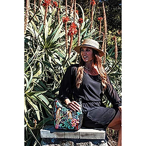 Anuschka Women's Hand-Painted Genuine Leather Classic Hobo With Studded Side Pockets - Jungle Queen