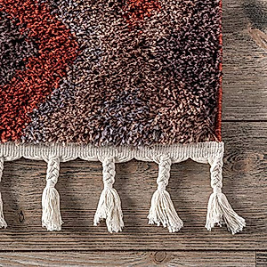 nuLOOM Alexia Abstract Diamond Shaggy Tassel Area Rug, 5' 3" x 7' 6", Multi