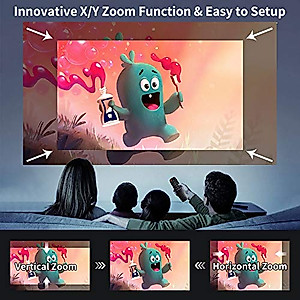 Portable Mini Projector with WiFi & Bluetooth, Full HD 1080P Supported Outdoor Movie Projector Wireless Phone Mirroring, Smart Home Android Projector Digital Zoom for HDMI,USB,Laptop,PC,TV Stick,DVD