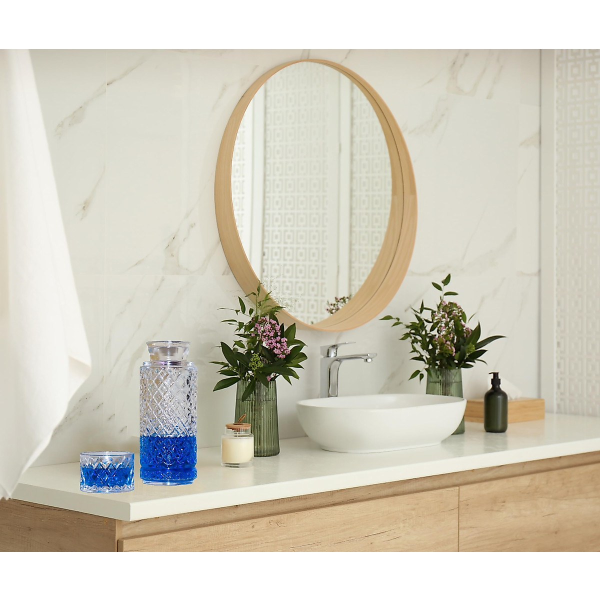 Bedside Water Carafe and Glass Set, Carafe, Water Carafe, Nightstand Carafe, Bedside Carafe, Mouthwash Decanter, Bedside Carafe and Glass Set, Carafe With Cup, Bedside Water Carafe, 24.70 Oz (Shiny)