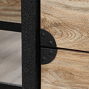 Sauder Steel River L-Shaped Desk, L: 59.84" x W: 57.32" x H: 29.53", Milled Mesquite Finish