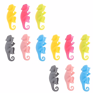 DOITOOL Drink Bottle Label 12pcs Silicone Wine Glass Markers Lizard Wine Glass Charms Animal Cup Charms Drink Markers Cup Rim Markers for Bar Party (Random Color) Martini Tumbler