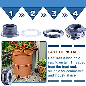 Outus PVC Bulkhead Fitting Water Tank Connector for Rain Barrels, Aquariums, Ponds or Water Tanks (2 Inches)