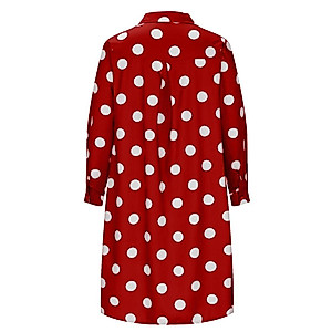 Ceboyel Womens Polka Dots Midi Dress Knee Length Half Sleeve Dresses Casual Loose Shirt Dress Dressy Trendy Summer Outfits