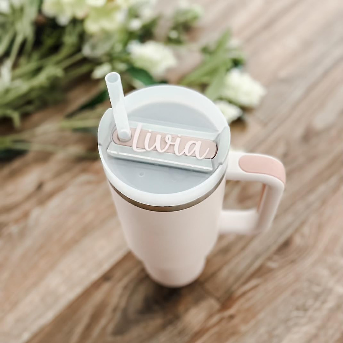 Imaginate Personalized Tumbler Name Plate Compatible with Stanley - Customizable Engraved Acrylic Name Tag Cup Accessory - Fits 14, 20, 30 or 40 Ounce Quencher H2.0 FlowState Lid