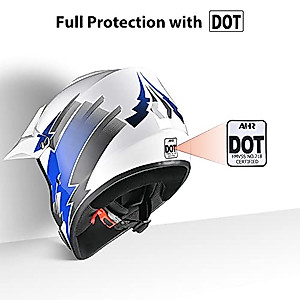 AHR Youth & Kids Motocross Helmet DOT Full Face Offroad Dirt Bike Helmet for Motorcycle, ATV and Mountain Bike, Model H-VEN12