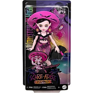 Monster High Scare-adise Island Draculaura Doll with Swimsuit, Sarong & Beach Accessories like Hat, Sunscreen & Tote