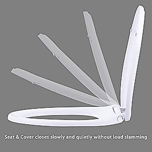 Hibbent Premium One Click Elongated Toilet Seat with Cover(Oval)- Easy Installation and Quick-Release for Easy Cleaning - Stable Hinge Design to prevent shifting - Soft Closed - White Color(Elongated)