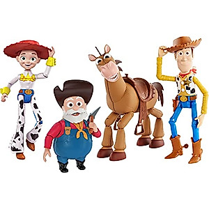 Mattel Disney and Pixar Toy Story Set of 4 Action Figures with Woody, Jessie, Bullseye & Stinky Pete, Woody's Roundup, 7-in Scale