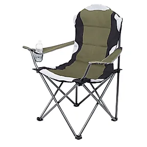Internet's Best 2 Pack Padded Camping Folding Chair - Outdoor - Green - Sports - Cup Holder - Comfortable - Carry Bag - Beach - Quad