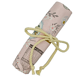 Lopenle Butterfly Colored Pencil Wrap Floral Roll Up Holders Birds Canvas Pencil Organizers for Artist Coloring Travel Storage With 72 Slots(Flower Butterflies Birds)