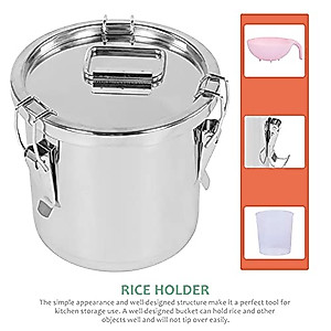jojofuny Stainless Steel Rice Bucket Grain Storage Bin Rice Dispenser Container Bacon Grease Container Milk Bucket Can for Rice Dry Foods Flour