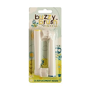 Jack N' Jill Buzzy Brush Kids Electric Musical Toothbrush Replacement Heads - Gentle Cleaning, Extra Soft Bristles, Rotary Design, BPA Free - Kids Replacement Toothbrush Heads (Pack of 2)
