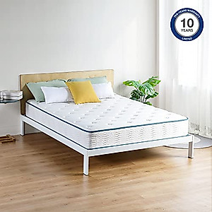 PrimaSleep 10 inch Hybrid Comfort Tight Top Spring Mattress Queen Size Dark Blue Piping,Cool I Gel Memory Foam, CertiPUR US Certified, Compressed Packing
