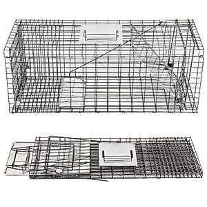 Oteymart Live Animal Trap Cage Humane Cage Catch Metal Steel with Handle, Release Rats Mouse Mice Rodents Squirrels, Rats,and Similar Sized Pests, 32" X 12.5" X 12"