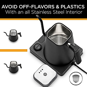 KETTLE & BLOOM Electric Gooseneck Kettle - 1 Liter, Black - Temperature Control Coffee & Tea Kettle - Perfect Pour Over, Gooseneck Electric Kettle for Precise Brewing