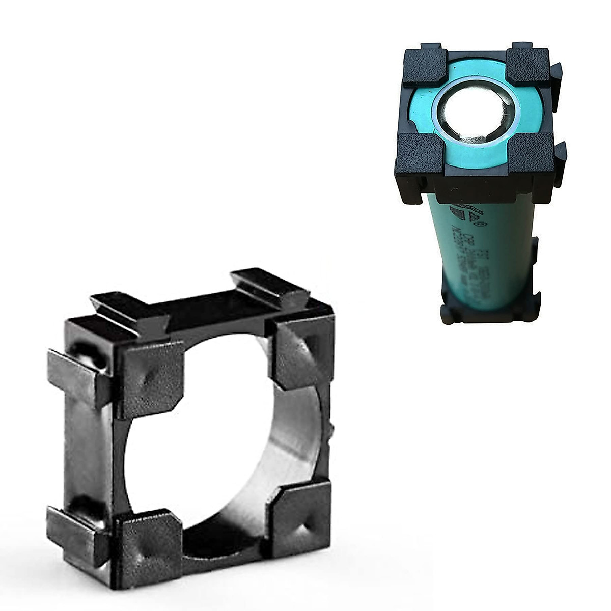 QJFCare 100Pcs 18650 Lithium Battery Holder, Plastic Li-ion Battery Pack Bracket Safety Spacer Radiating Shell Storage Bracket, Cylindrical Cell Battery Stand Cell Spacer for DIY Fixed Battery