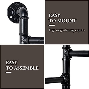 MyGift Wall Mounted Bathroom Towel Rack, Black Metal Industrial Pipe Design Swivel 3 Bar Towel Rack