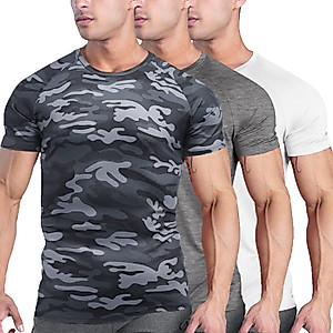 COOFANDY Men 3 Pack Workout Shirt Short Sleeve Gym Bodybuilding Muscle Shirts Base Layer Fitness Tee Top