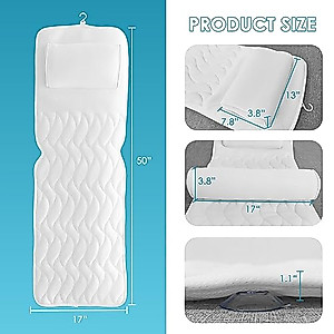 AEROiVi Full Body Bath Pillow with Lumbar Pillow Bathtub Cushion with 14 Suction Cups 3D Air Mesh Fit Any Tub Luxury Bathroom Accessories