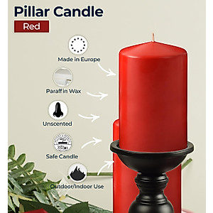HYOOLA Red Pillar Candles 2x3 Inch - 24 Pack Unscented Bulk Pillar Candles - European Made