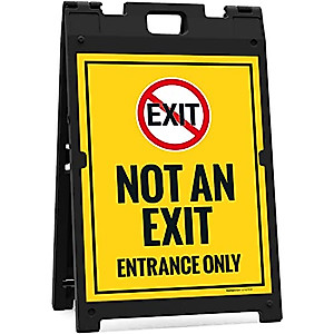 Enter Only   Not An Exit Entrance Only With No Exit Symbol  Sidewalk Sign Kit, 18x24 Inches, With A Frame Stand, Made in USA by Sigo Signs