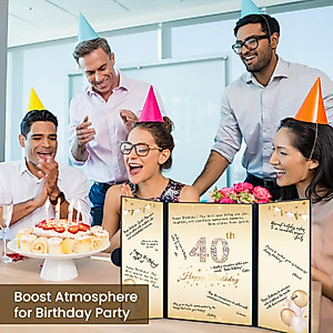 40th Black Gold Birthday Decorations for Women & Men, Creative Signature Guest Book for Her & Him, Cheers to 40 Years Old Birthday keepsake, 40th Birthday Party Supplies