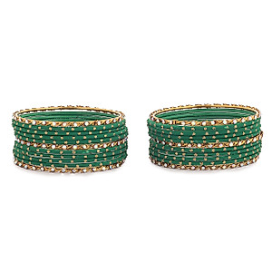 RIANGI Bangles For Women Indian Jewelry Set Of 22 Pcs Green Bangles For Women Indian Bollywood Jewelry For Women Party Favors Alloy Metal Bangles Indian Hand Jewelry For Women