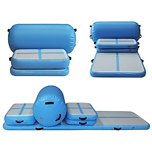 AKSPORT 5pcs Set of Inflatable Gymnastics Air Mat Tumble Track Tumbling Mat Floor Mats with Electric Air Pump for Home Use/Training/Cheerleading/Beach/Park and Water