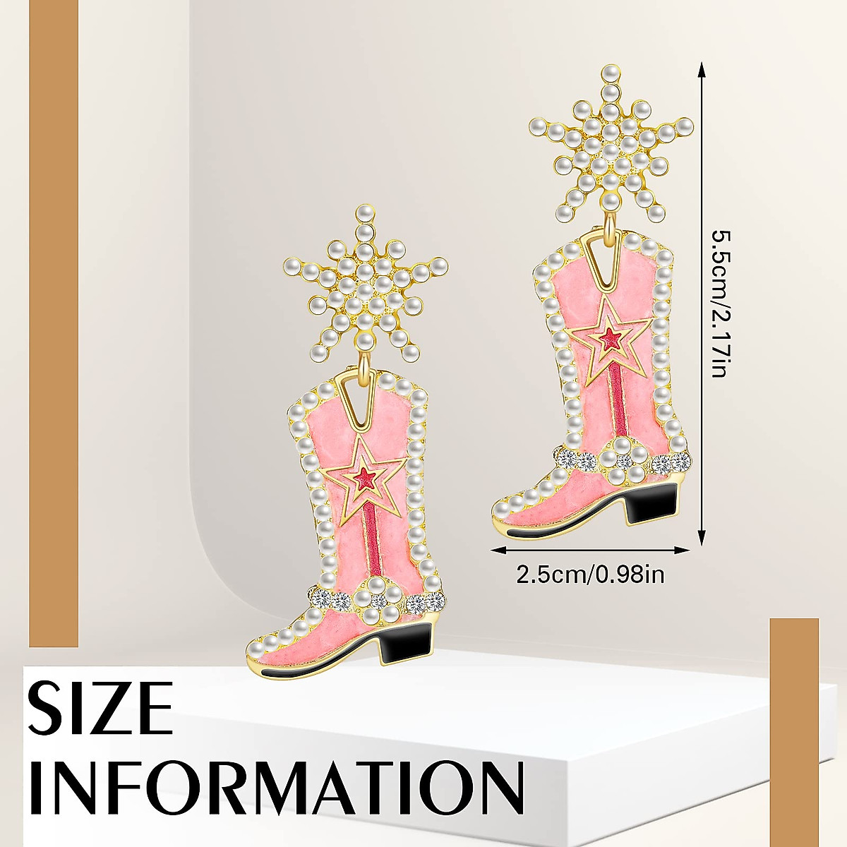 4 Pairs Beaded Boot Earrings Cowgirl Cowboy Earrings Country Y2k Western Jewelry Rhinestone Beads Shoes Dangle Drop Earrings for Women Halloween Party(Snowflower)